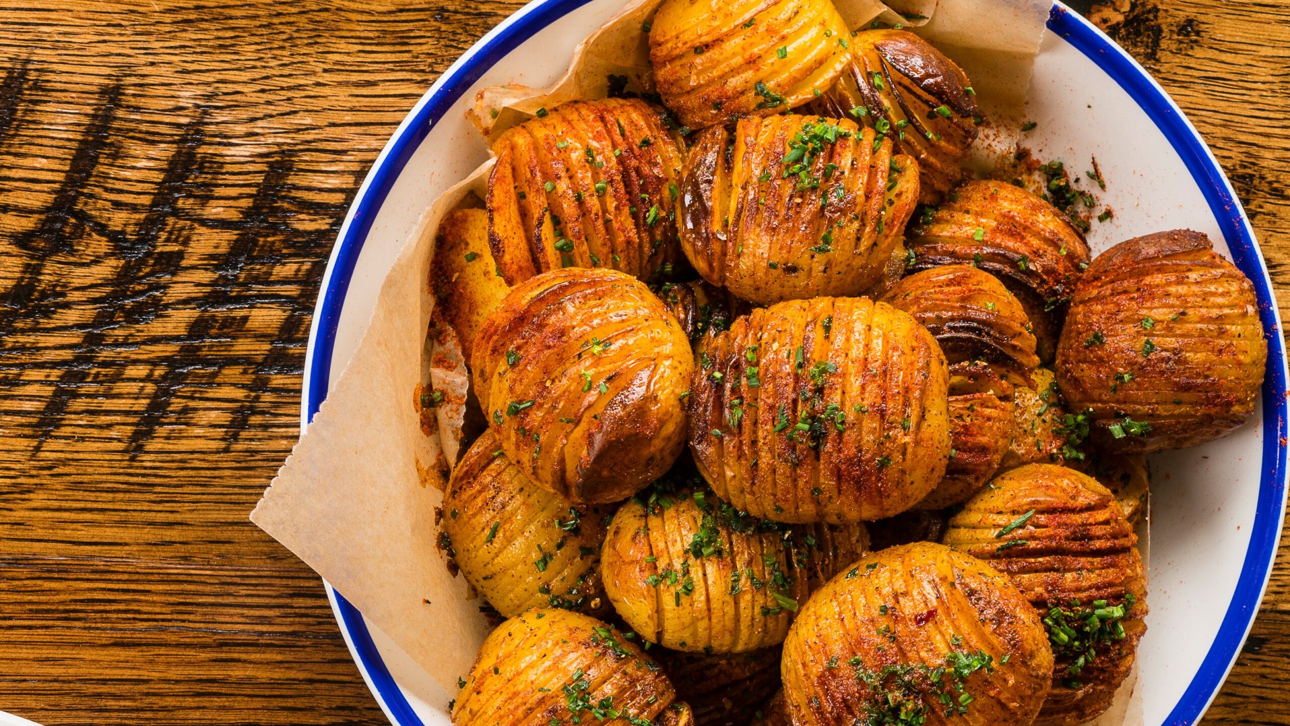 Old Bay Spiced Hasselback Baby Yukon Gold Potatoes