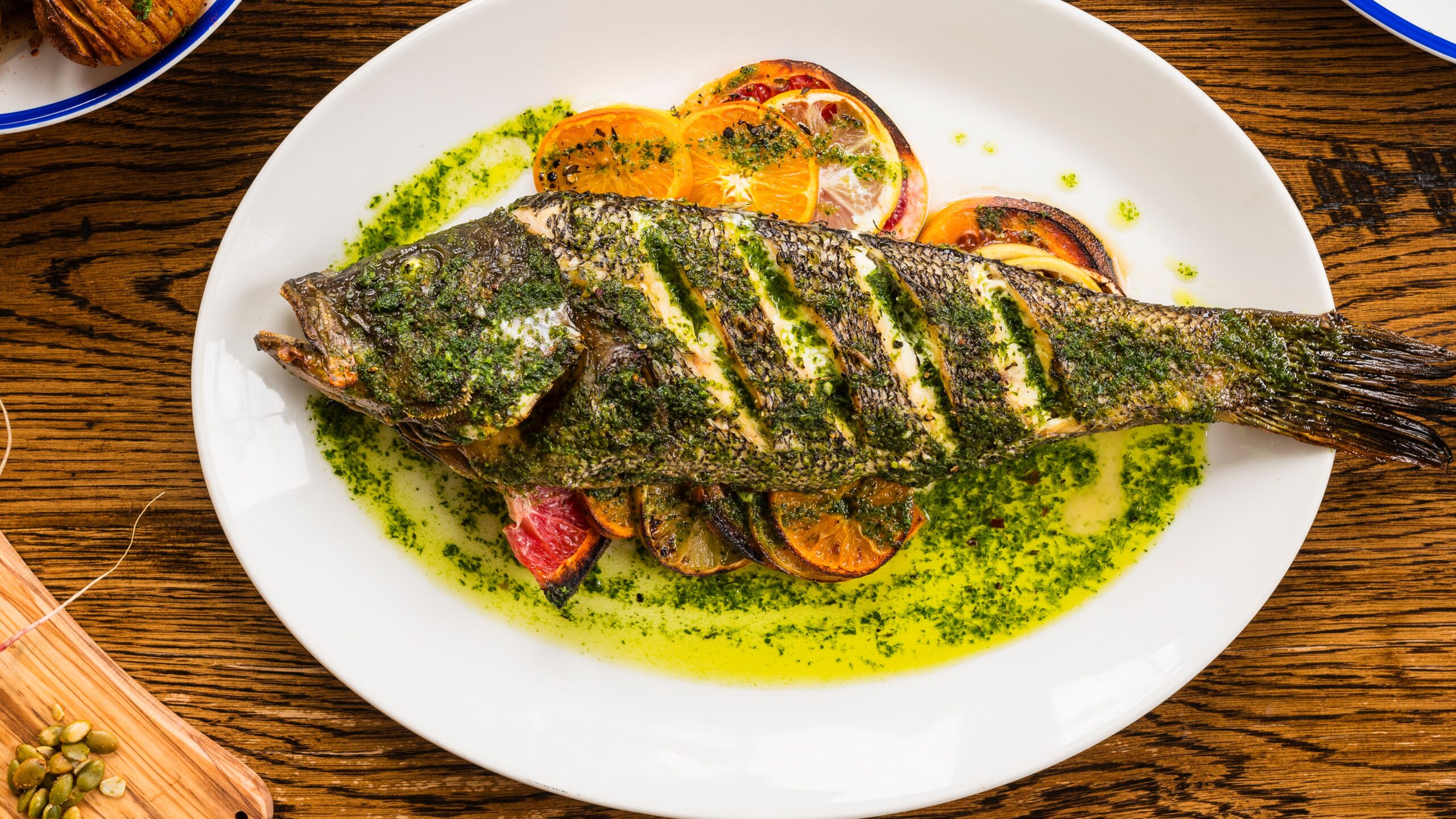 Winter Citrus Roasted Whole Black Sea Bass